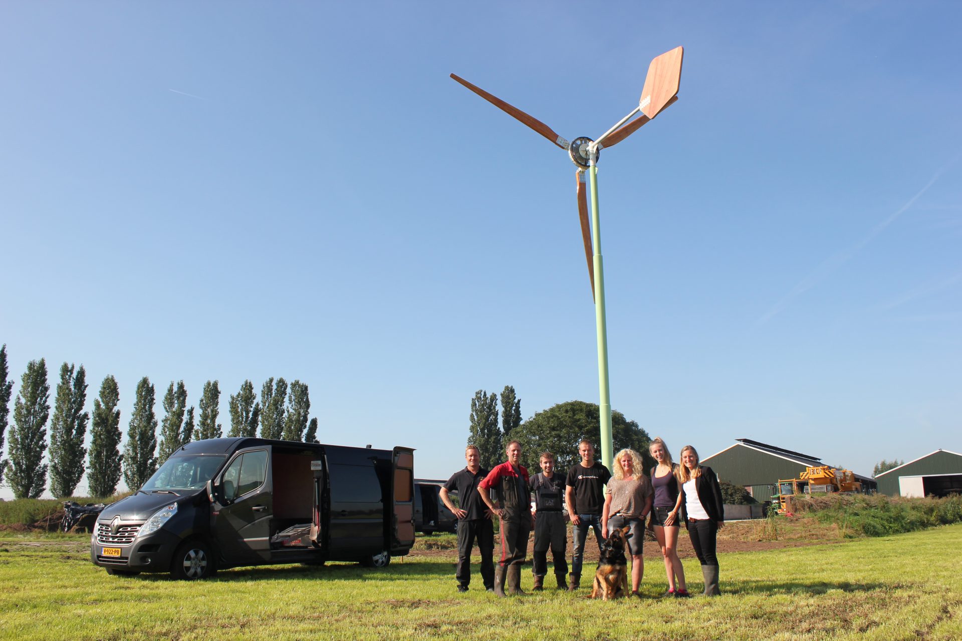 Installation of the first small windmill after collaboration